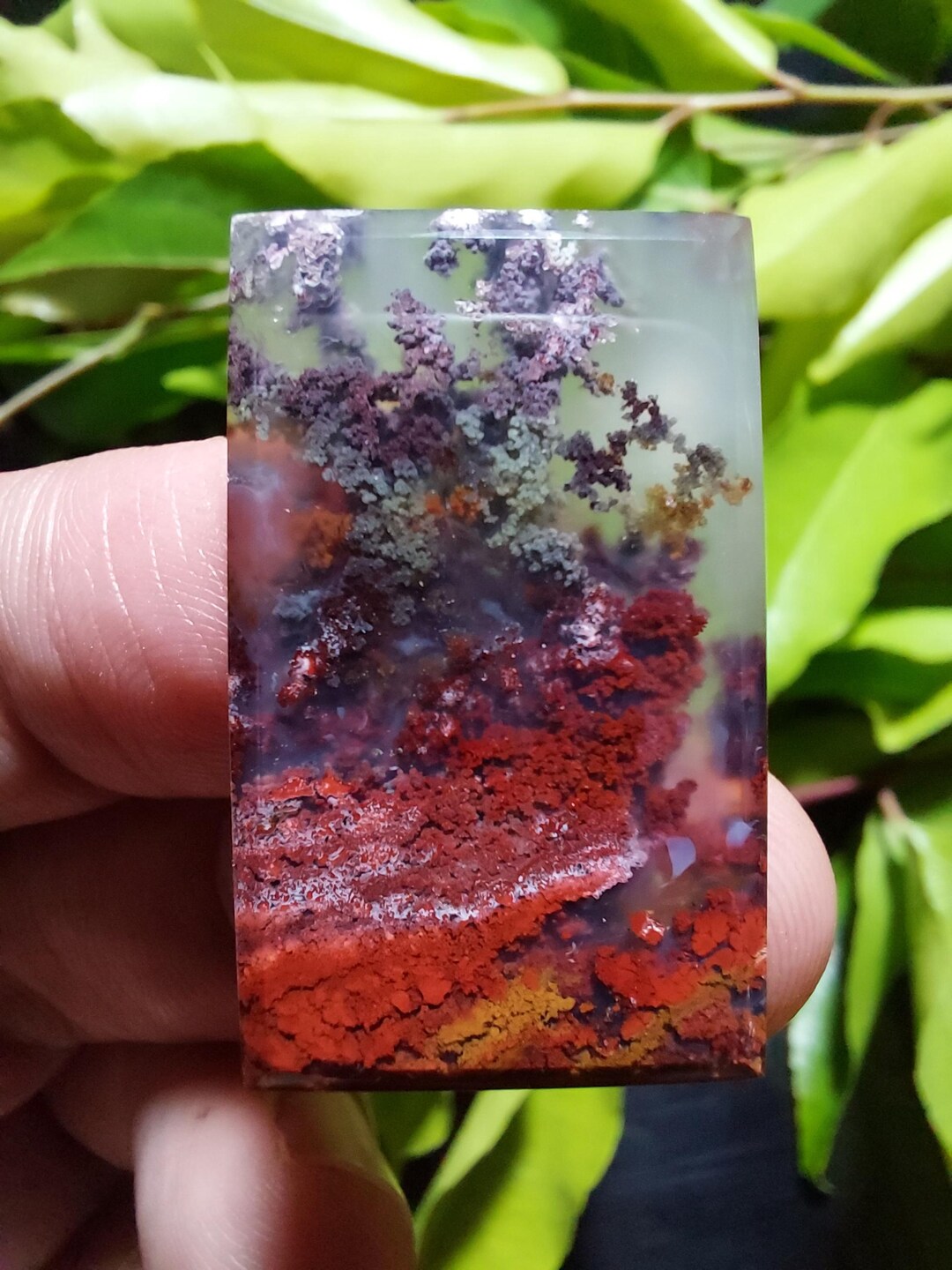 HQ Java Island Multicolor Moss Agate Cabochon 19x31x4 Mm - Etsy
