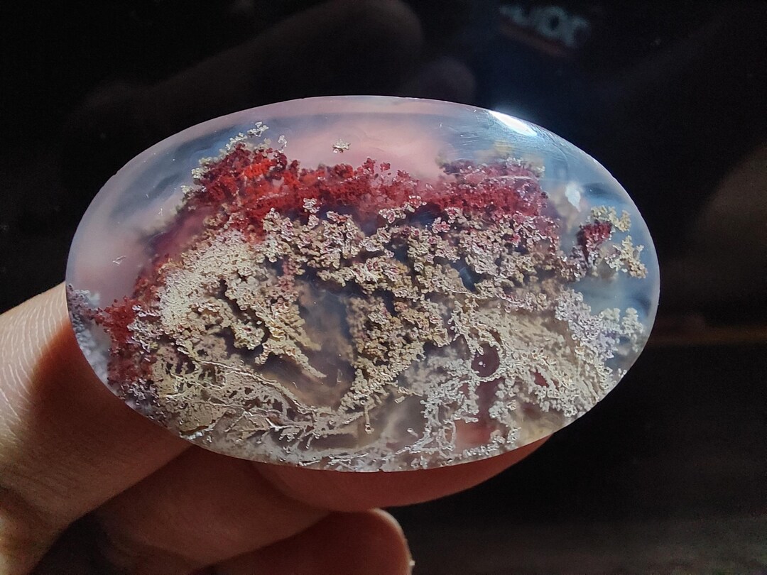 Indonesian Java Moss Agate Cabochon Size 25x40x5 Mm, Wire Wrapped ...