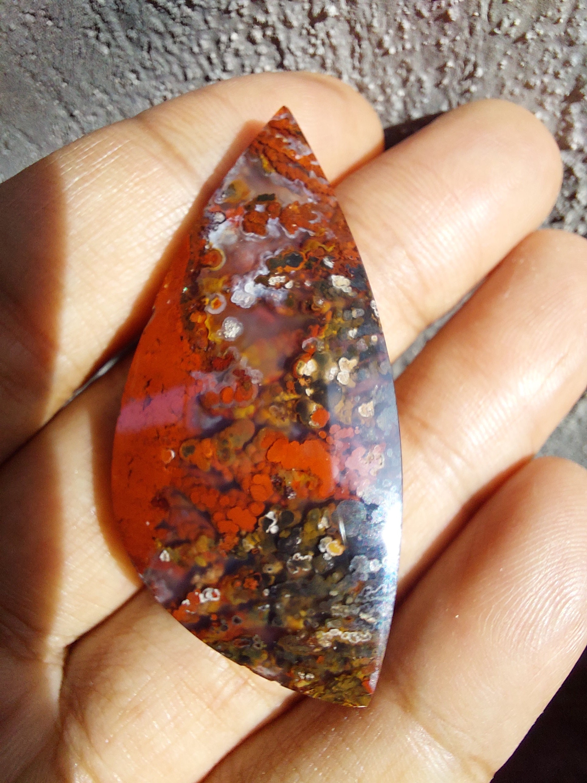 Rare Graveyard Point Plume Agate Cabochon 26x53x5 Mm Flower Agate ...