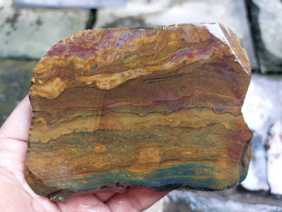 Landscape Picture Jasper Slab 82x100x15 Mm , Shown Wet for Color ...