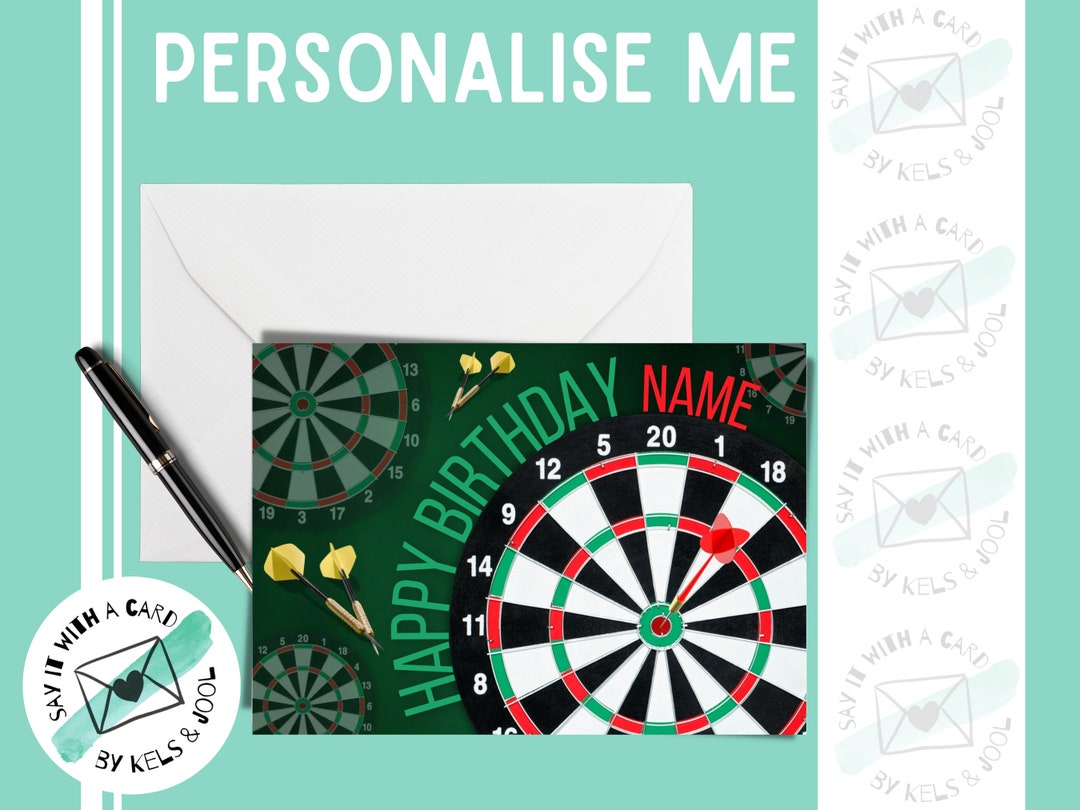 Personalised DARTS Birthday Card, Card for Dart Player, Cards for ...