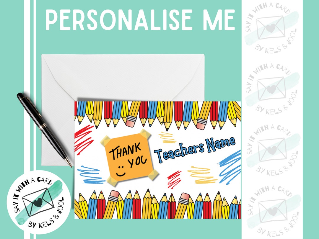 Personalised THANK YOU TEACHER Card Primary School Secondary - Etsy