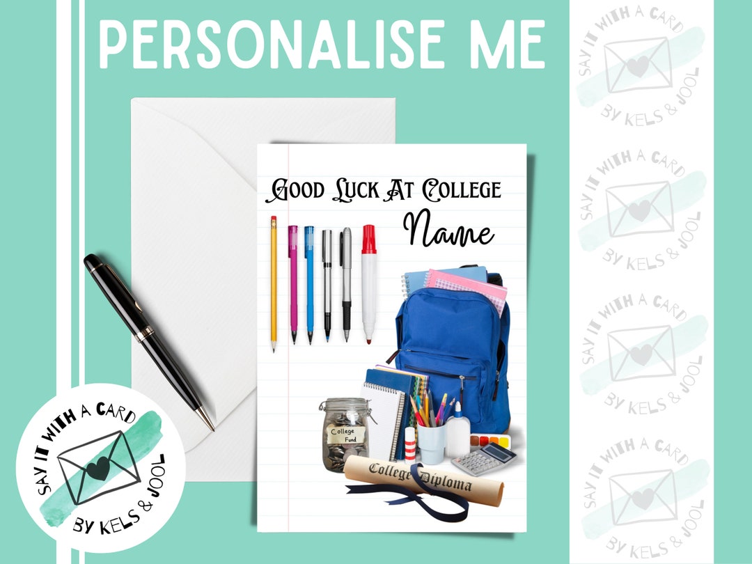 Personalised GOOD LUCK at COLLEGE School Leavers, Secondary School Card ...