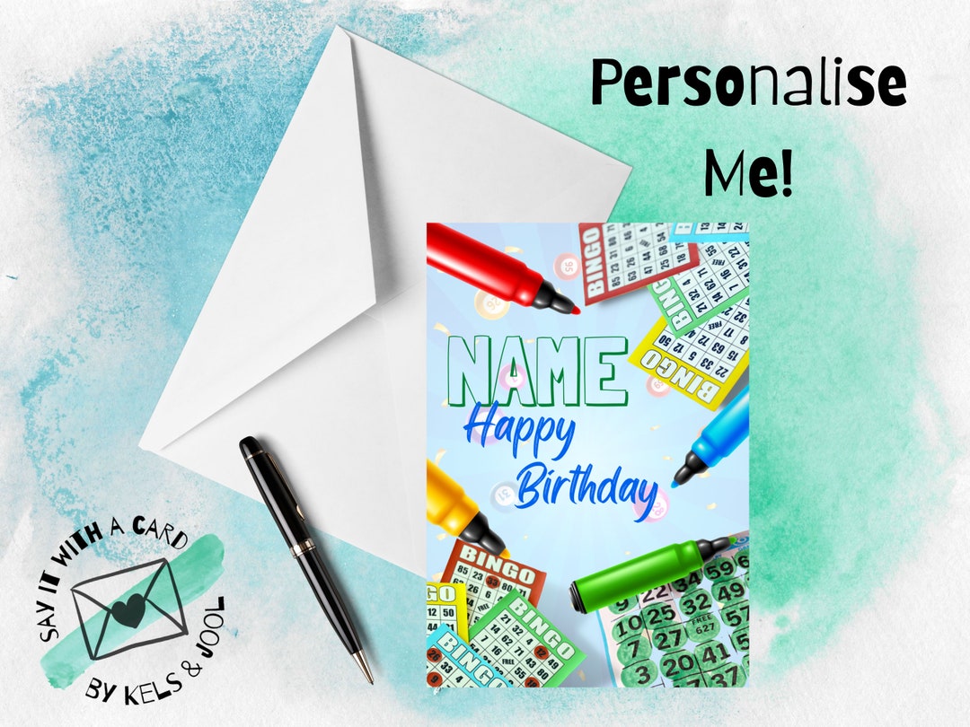 Personalised BINGO Birthday Card, Bingo Lovers, BINGO, Bingo Cards for ...
