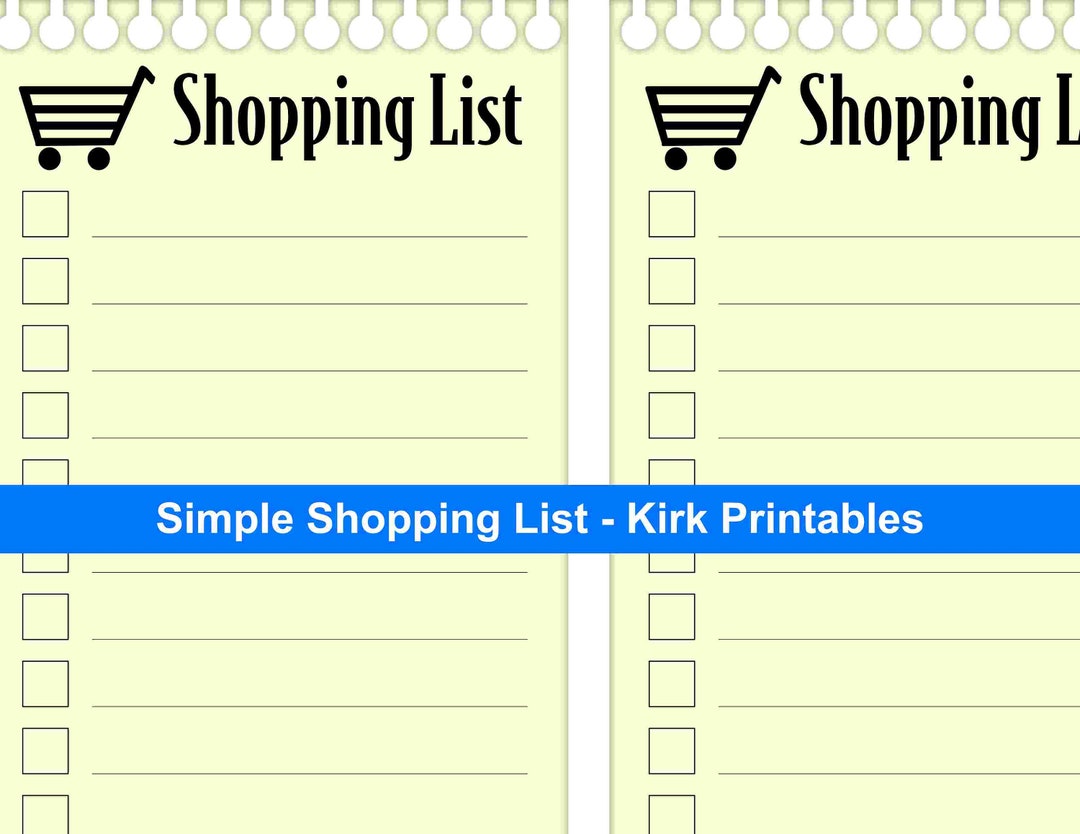 Simple Shopping List - Printable - Etsy
