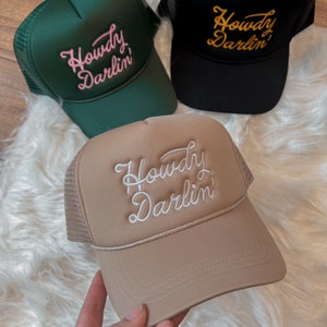 Howdy Darlin Embroidered Trucker Hat, Cowboy Hat, Trendy Trucker Hat ...