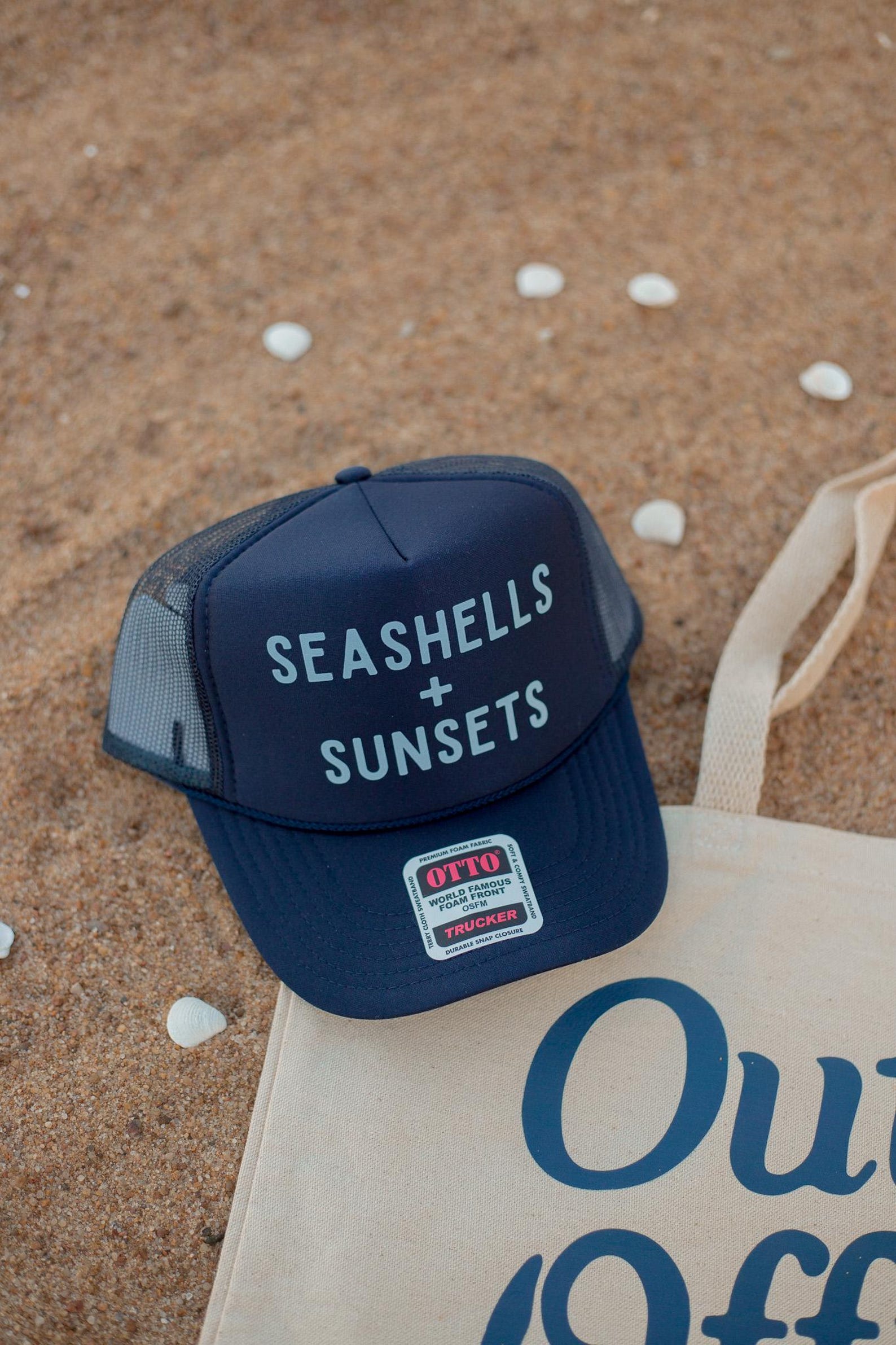 Seashells & Sunsets Hat, Vacation Hat, Beach Vacation, Women's Trucker ...