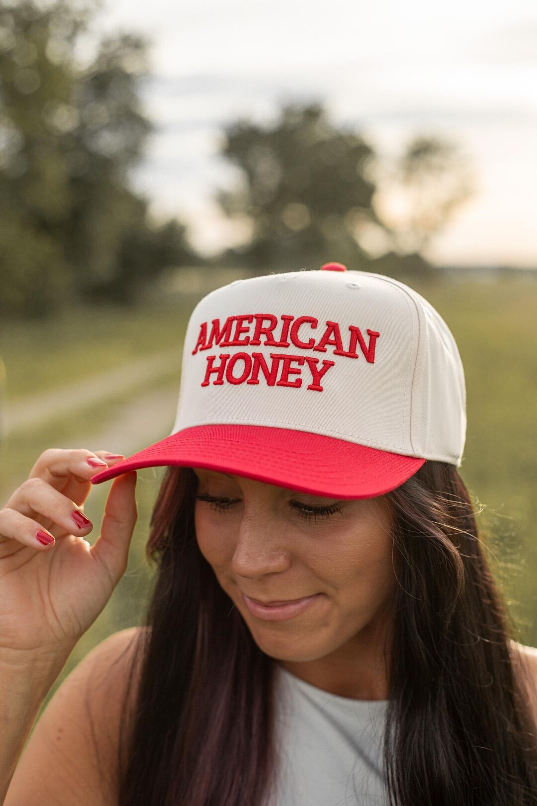 American Honey Trucker Hat, Memorial Day, USA, Trendy Hat, Red White ...