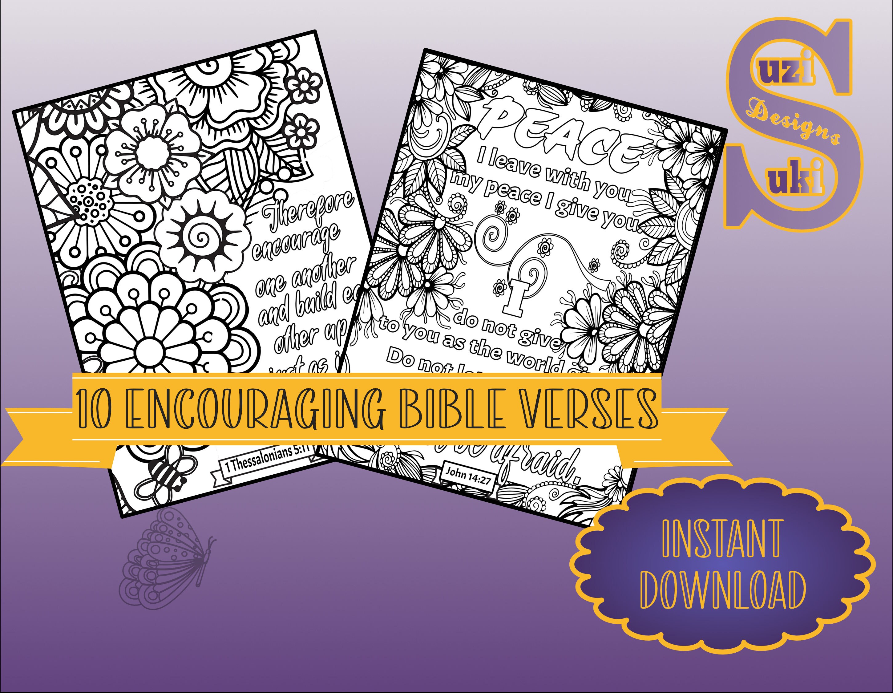 Bible Verse Colouring Pages, 10 Encouraging Verses, 10 Journal Pages ...