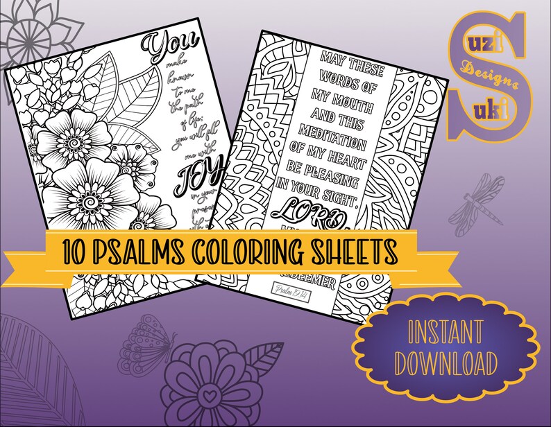 Bible Verse Coloring Pages Psalms, 10 Printable Scripture Coloring ...