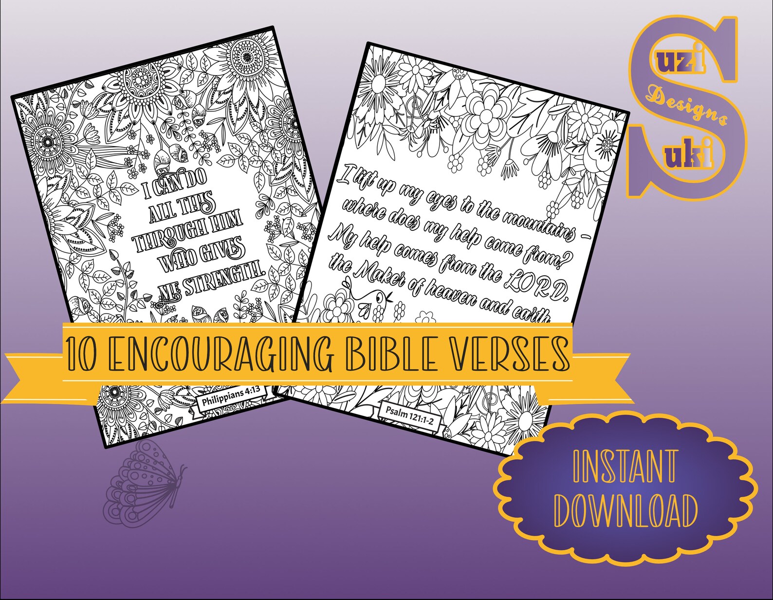 Bible Verse Colouring Pages, 10 Encouraging Verses, 10 Journal Pages ...