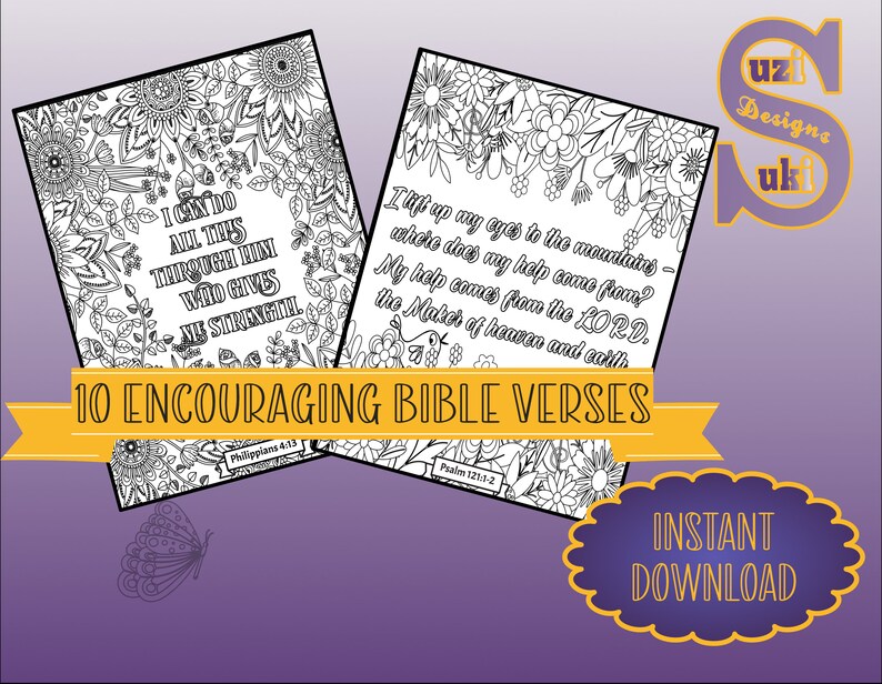 Bible Verse Colouring Pages, 10 Encouraging Verses, 10 Journal Pages ...