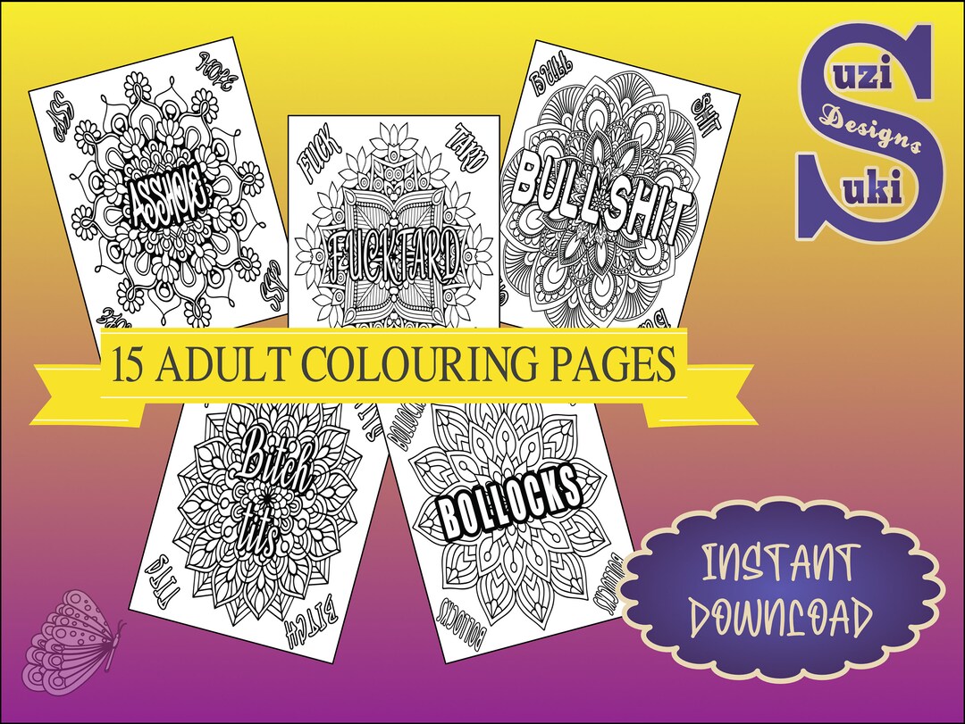 Swear Word Mandala Printable PDF, 15 Coloring Pages, Digital Download ...