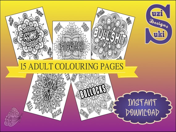 Swear Word Mandala Printable PDF 15 Coloring Pages Digital | Etsy Australia