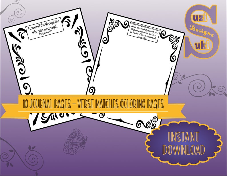 Bible Verse Colouring Pages, 10 Encouraging Verses, 10 Journal Pages ...