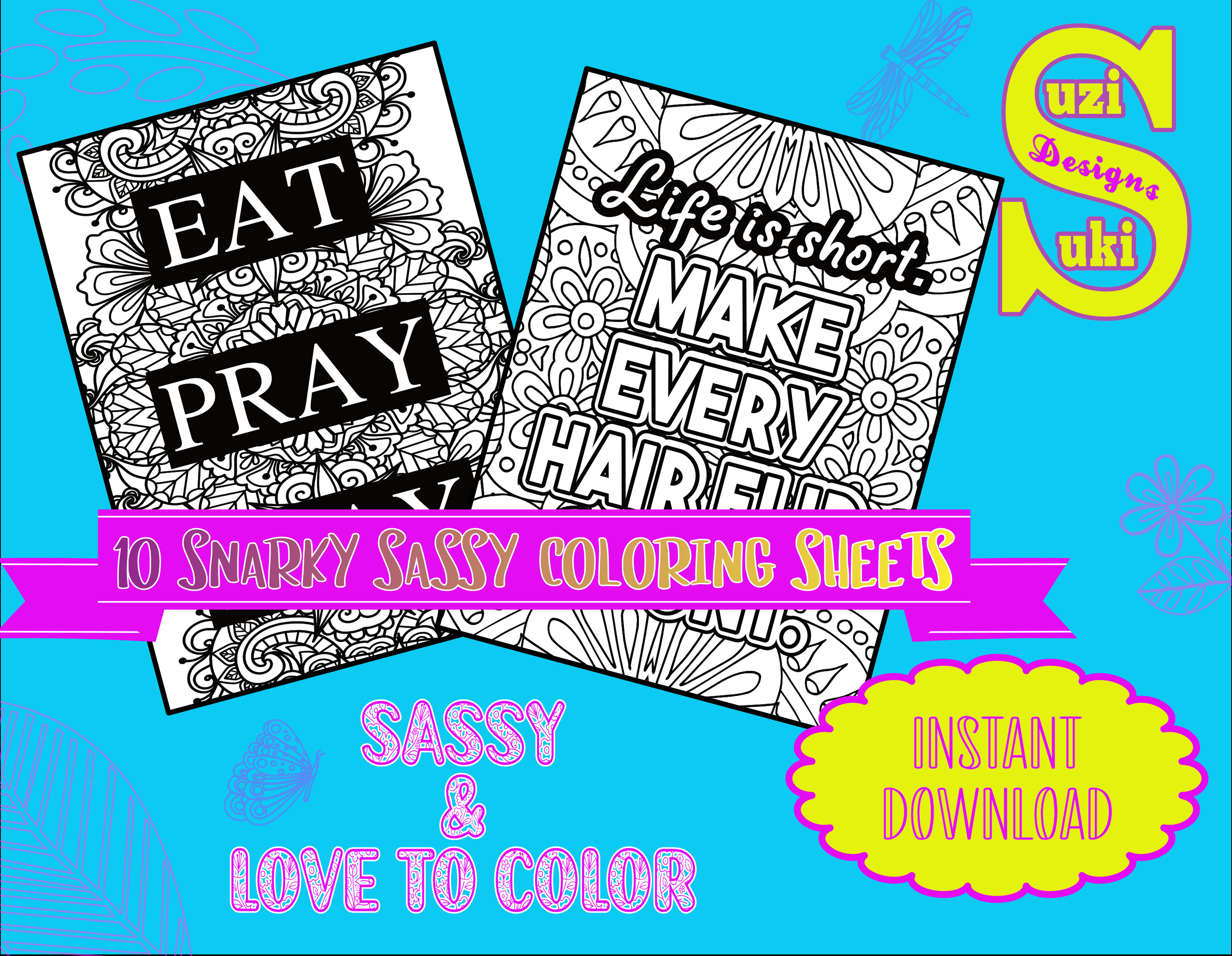 Snarky, Sassy, Adult Coloring Pages Printable, Sarcastic Funny Quotes ...