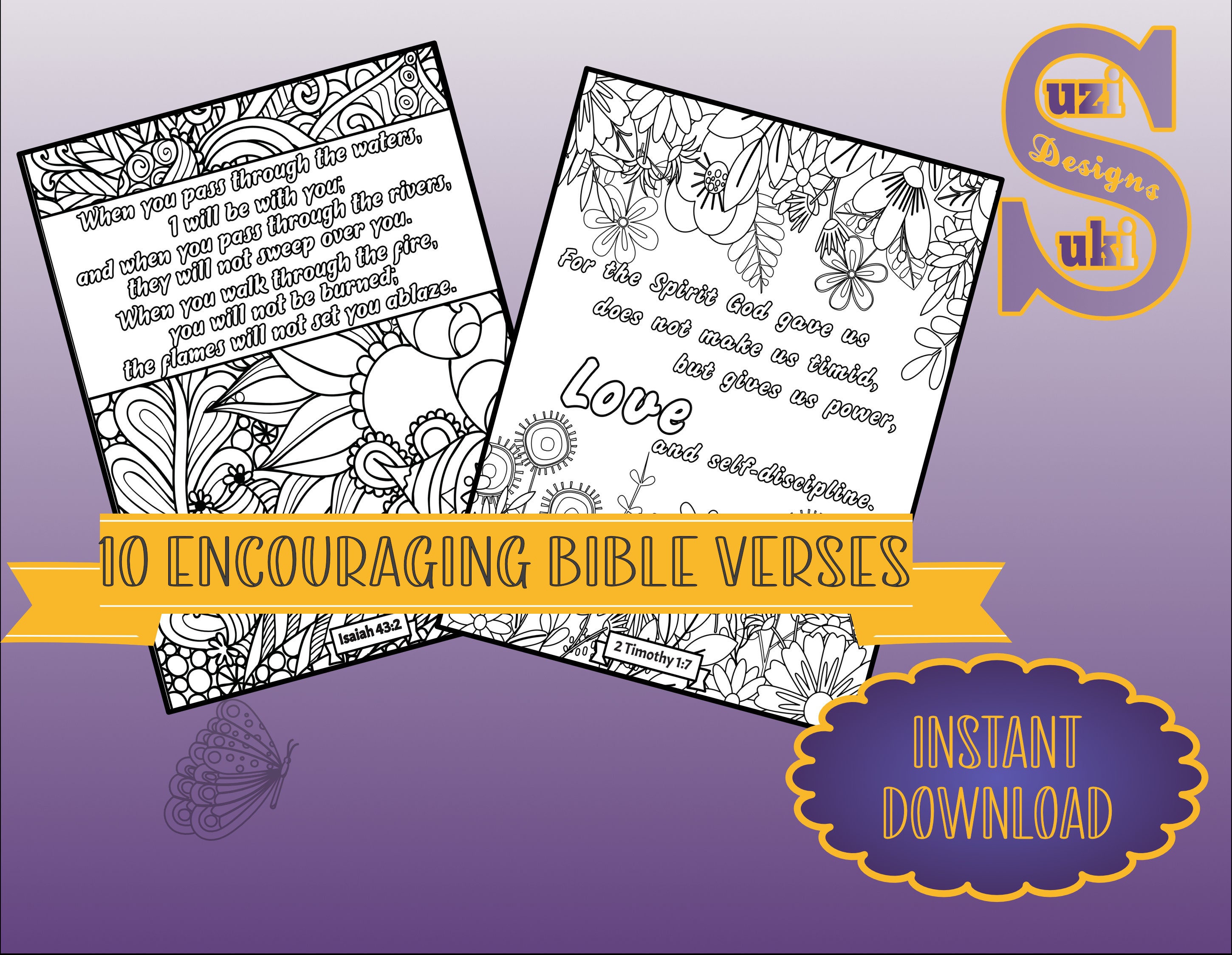 Bible Verse Colouring Pages, 10 Encouraging Verses, 10 Journal Pages ...