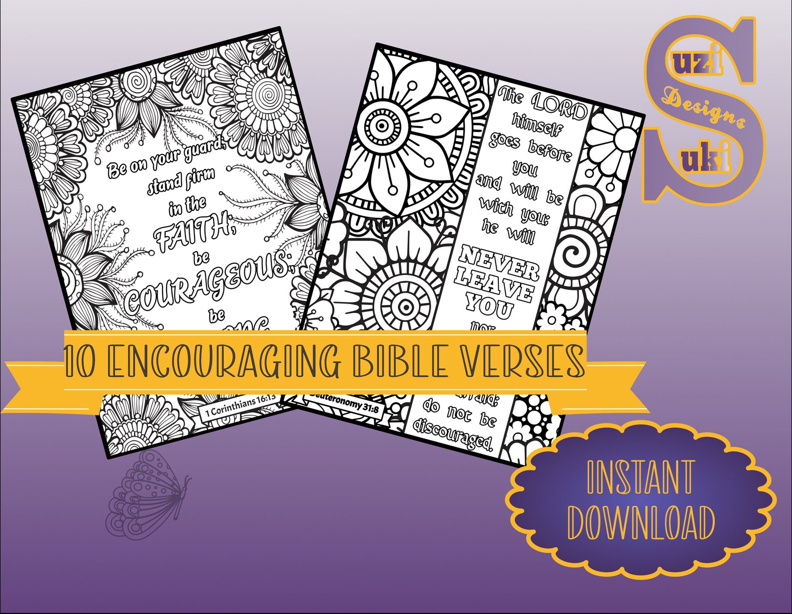 Bible Verse Colouring Pages, 10 Encouraging Verses, 10 Journal Pages ...
