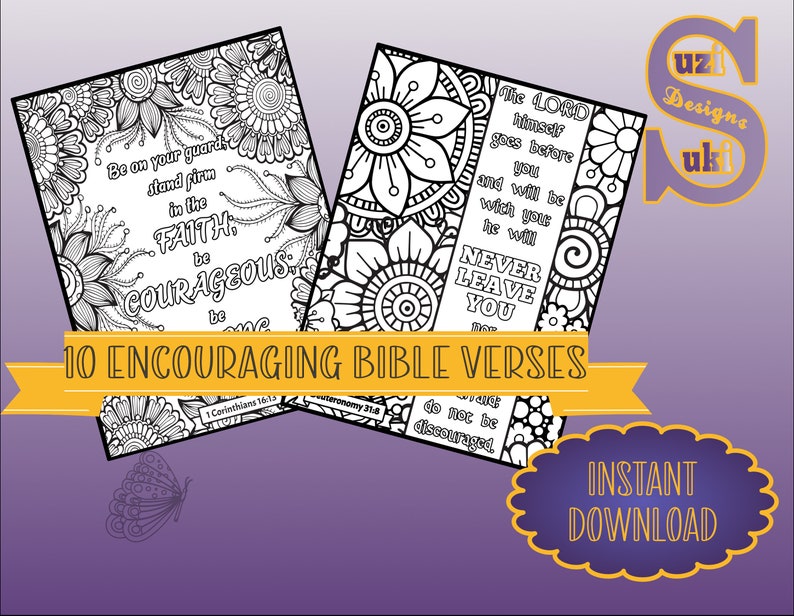 Bible Verse Colouring Pages, 10 Encouraging Verses, 10 Journal Pages ...