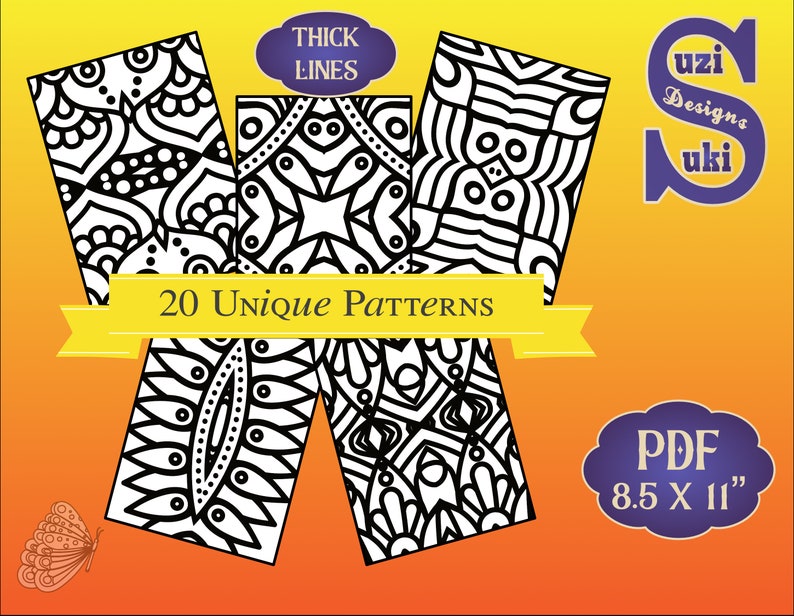 Easy Symmetrical Pattern Coloring Pages,thick Lines, Visually Impaired ...