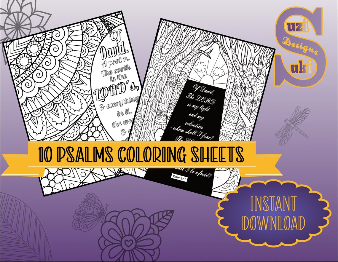 Bible Verse Coloring Pages Psalms, 10 Printable Scripture Coloring ...