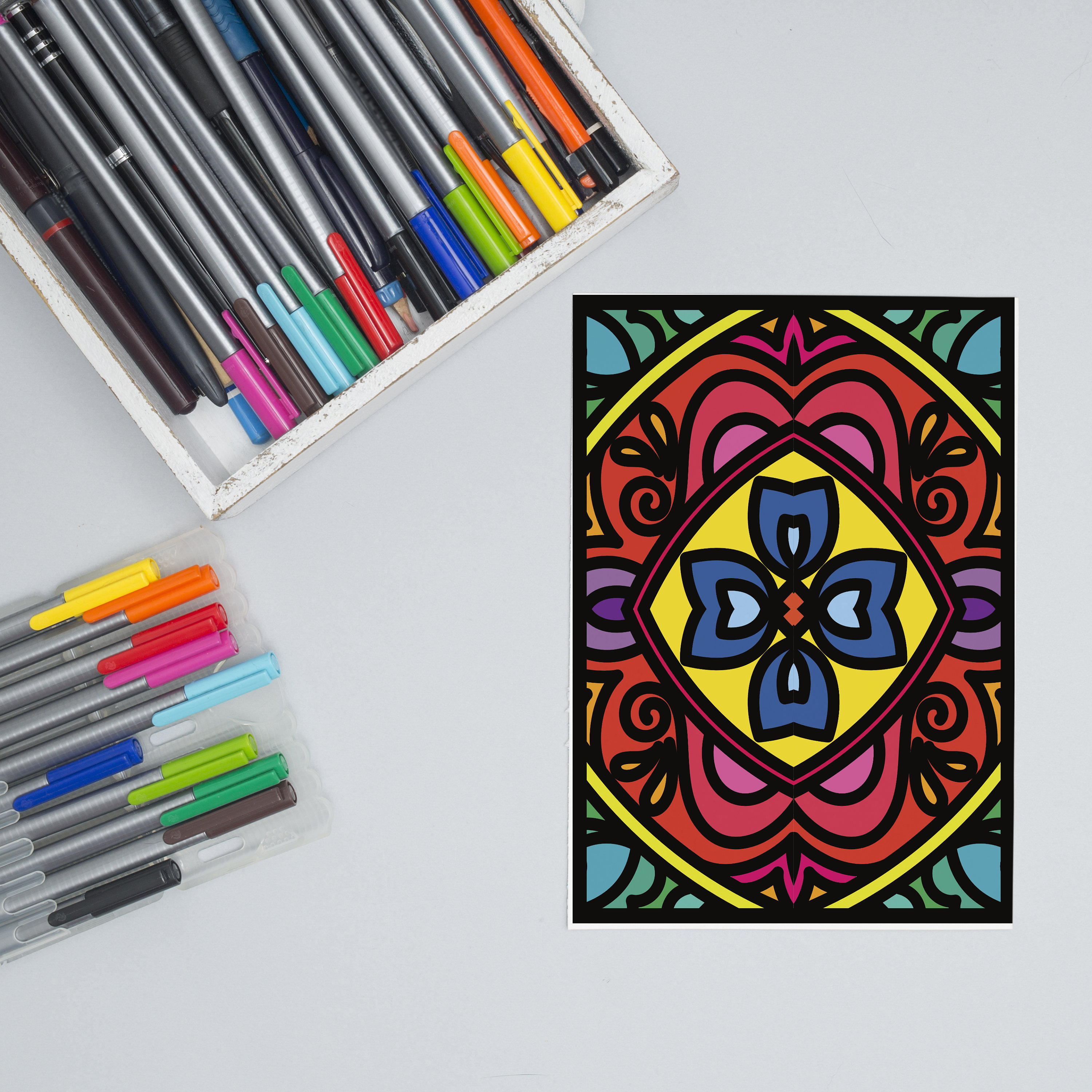 Easy Symmetrical Pattern Coloring Pages,thick Lines, Visually Impaired ...