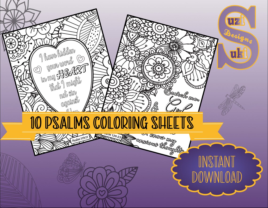 Bible Verse Coloring Pages Psalms, 10 Printable Scripture Coloring ...