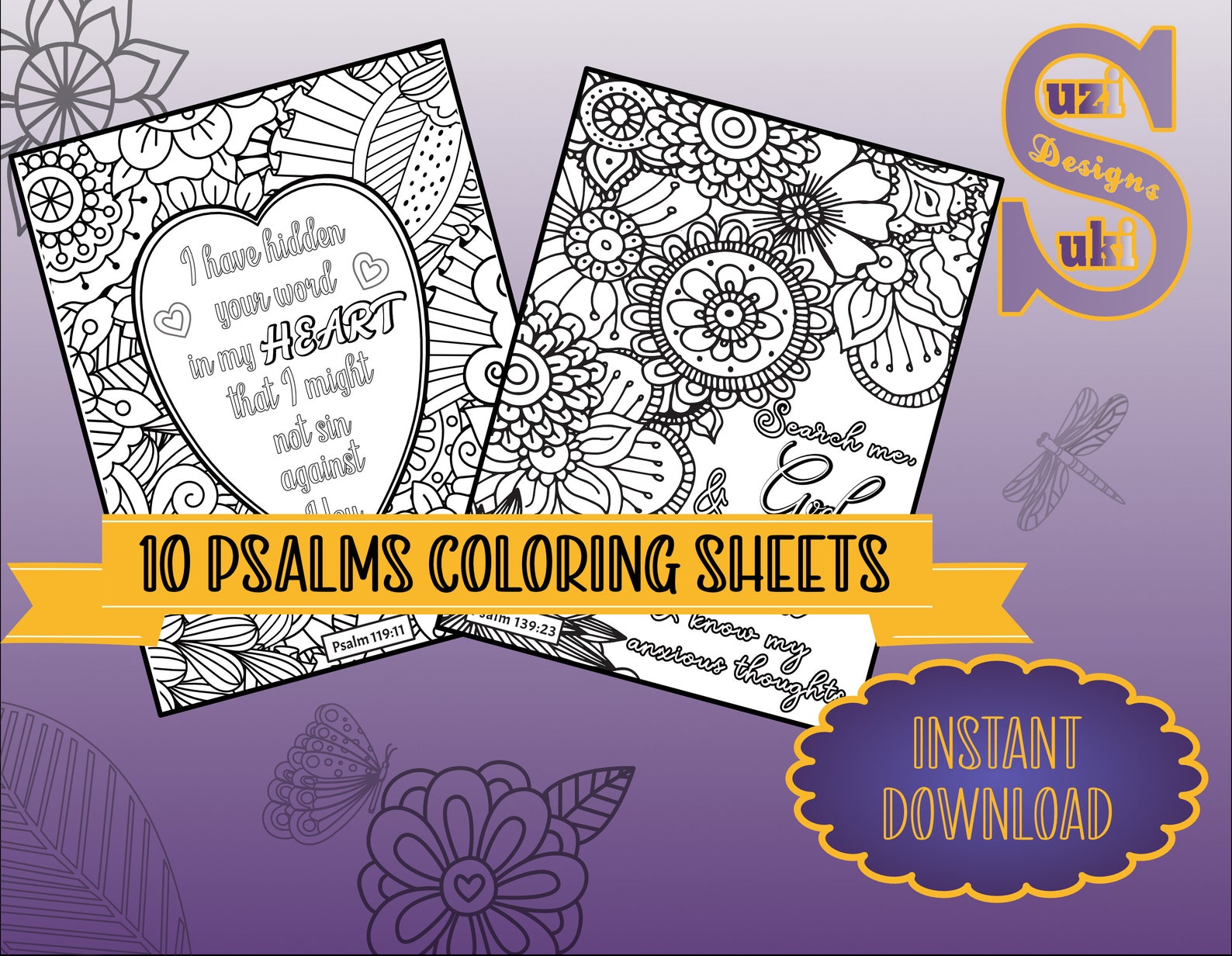 Bible Verse Coloring Pages Psalms, 10 Printable Scripture Coloring ...