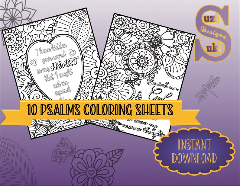 Bible Verse Coloring Pages Psalms, 10 Printable Scripture Coloring ...