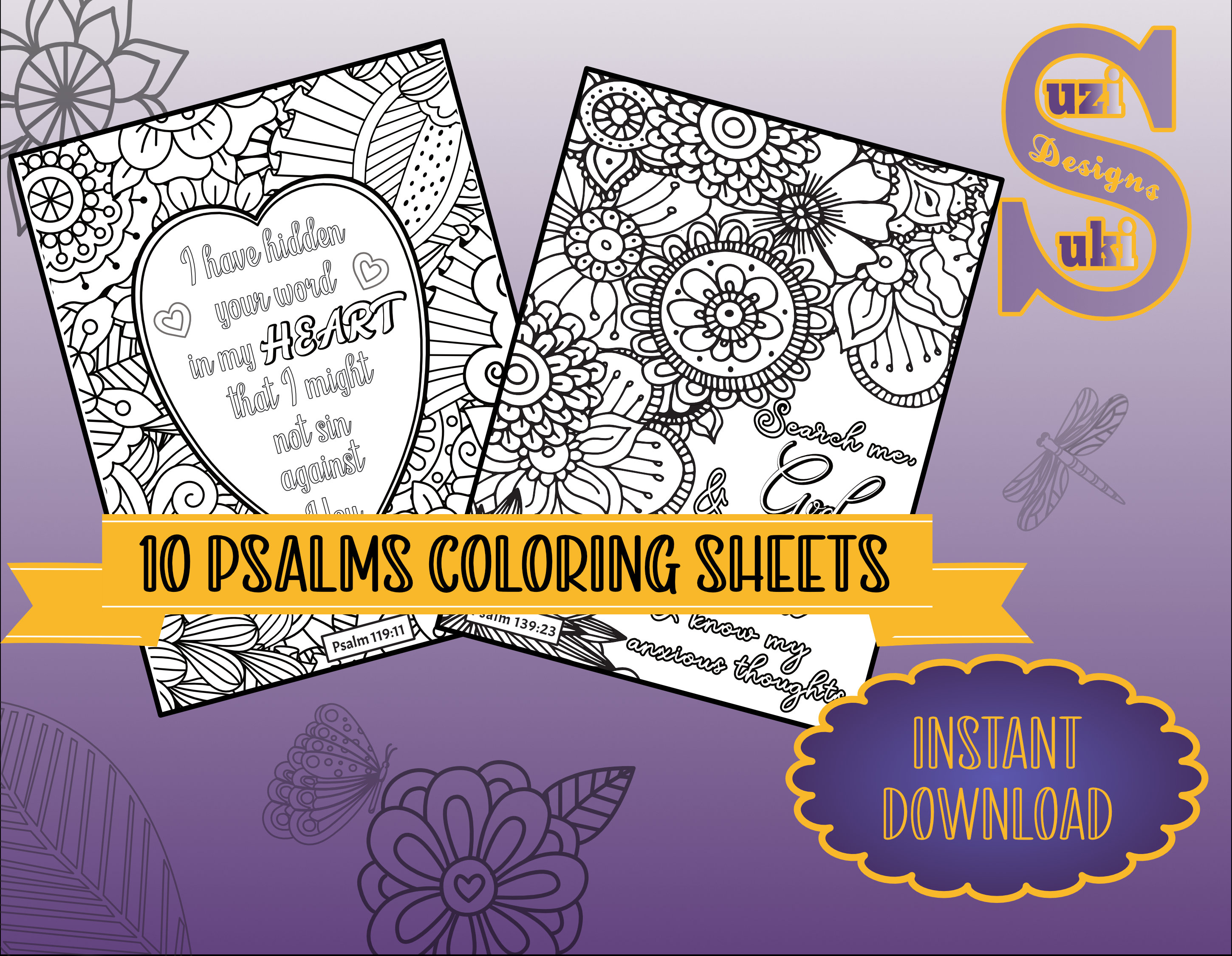 Bible Verse Coloring Pages Psalms, 10 Printable Scripture Coloring ...