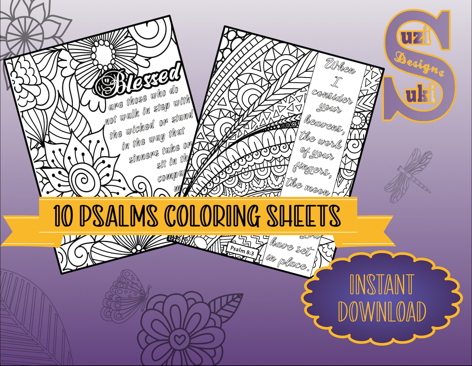 Bible Verse Coloring Pages Psalms, 10 Printable Scripture Coloring ...