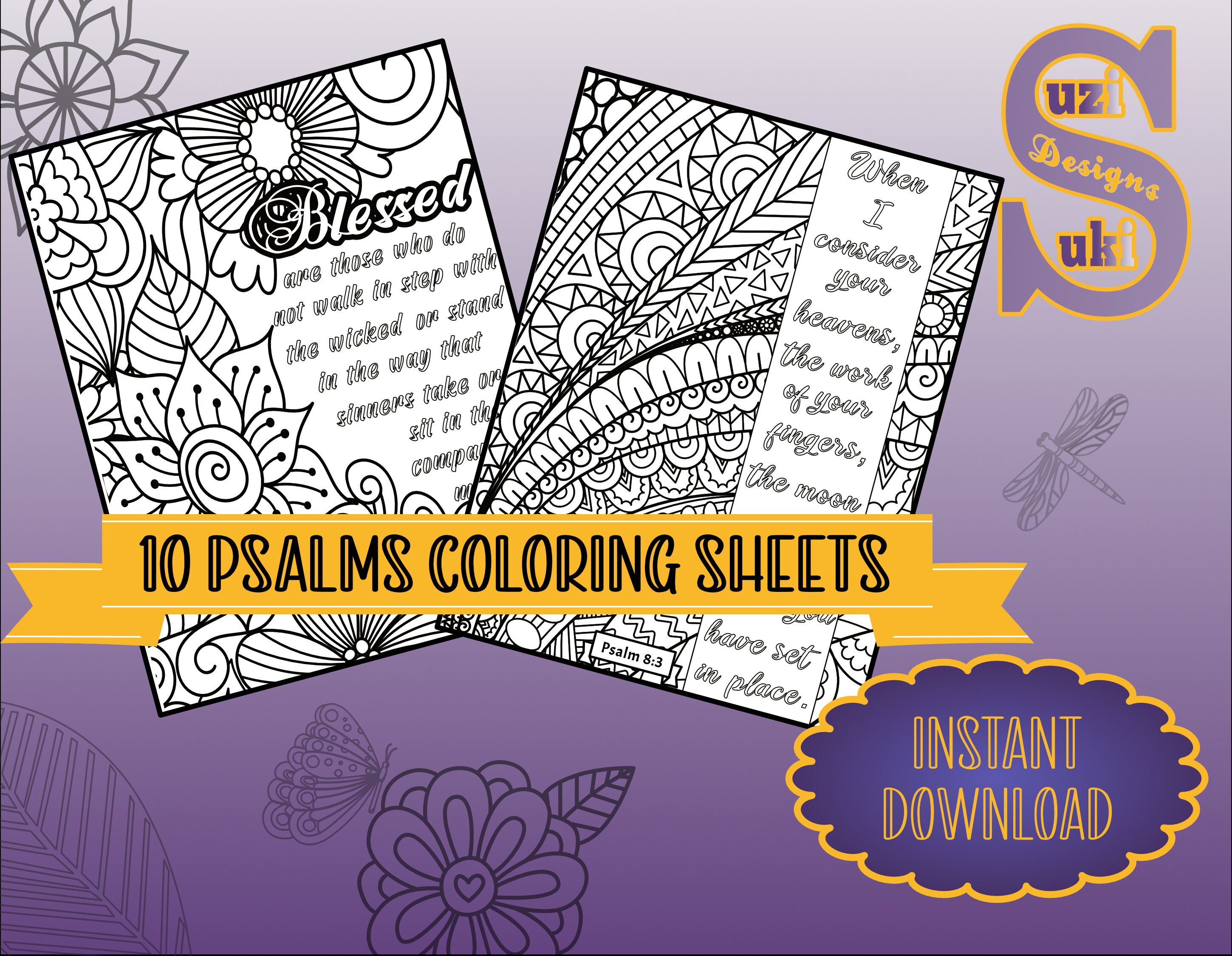 Bible Verse Coloring Pages Psalms, 10 Printable Scripture Coloring ...