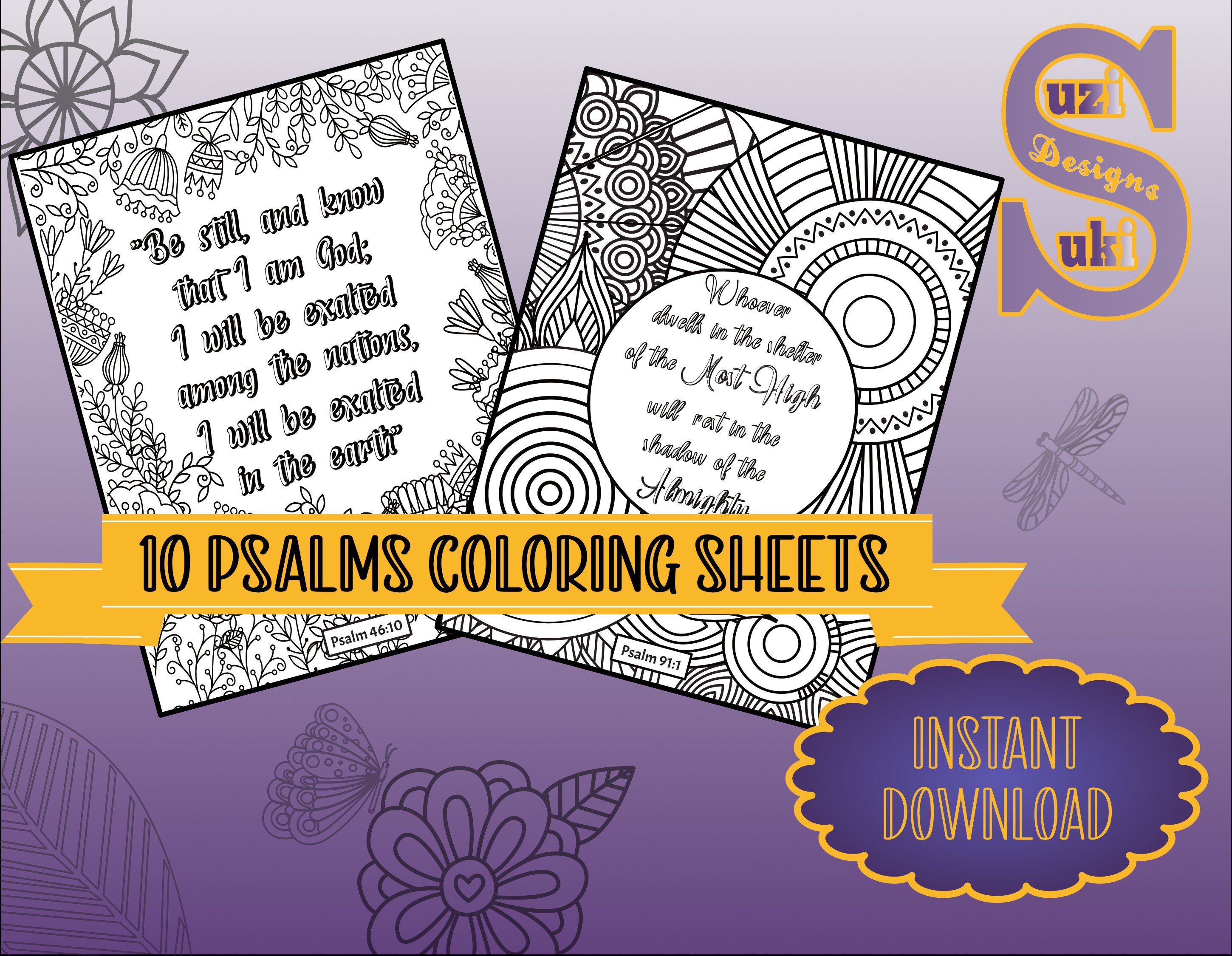 Bible Verse Coloring Pages Psalms, 10 Printable Scripture Coloring ...