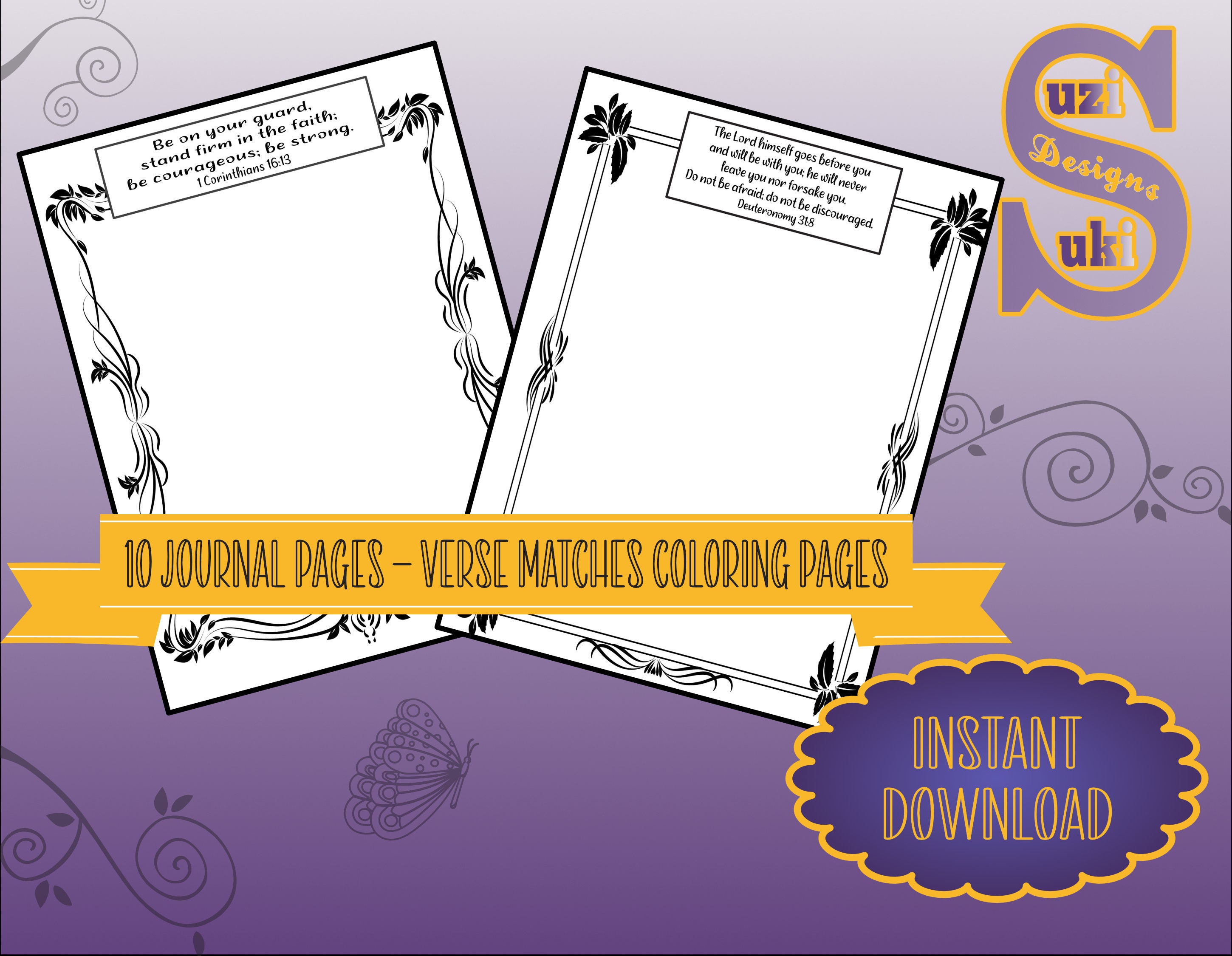 Bible Verse Colouring Pages, 10 Encouraging Verses, 10 Journal Pages ...