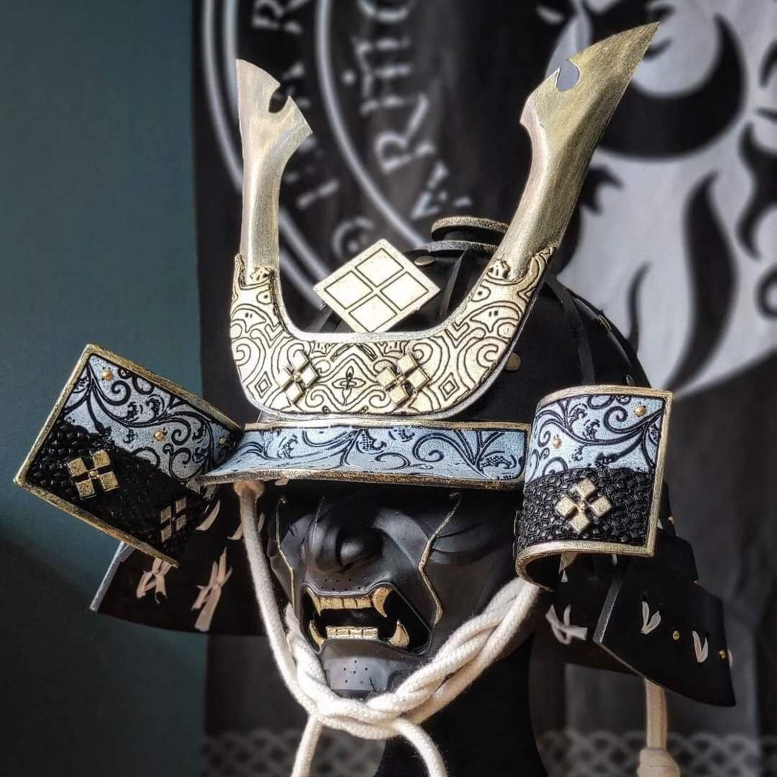 Samurai Daimyo Helmet Cosplay Mask Costume - Etsy