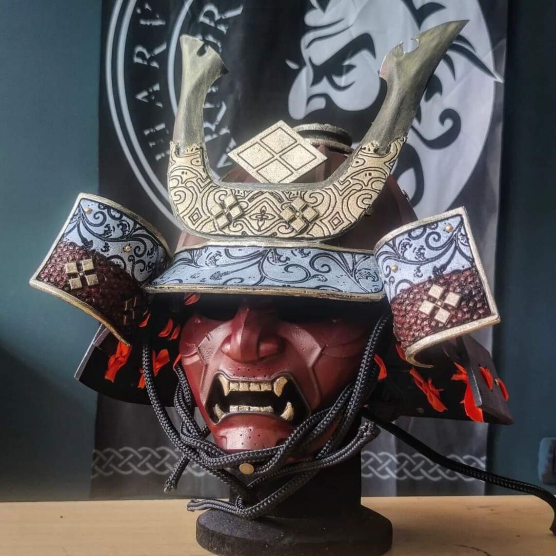 Samurai Daimyo Helmet Cosplay Mask Costume - Etsy