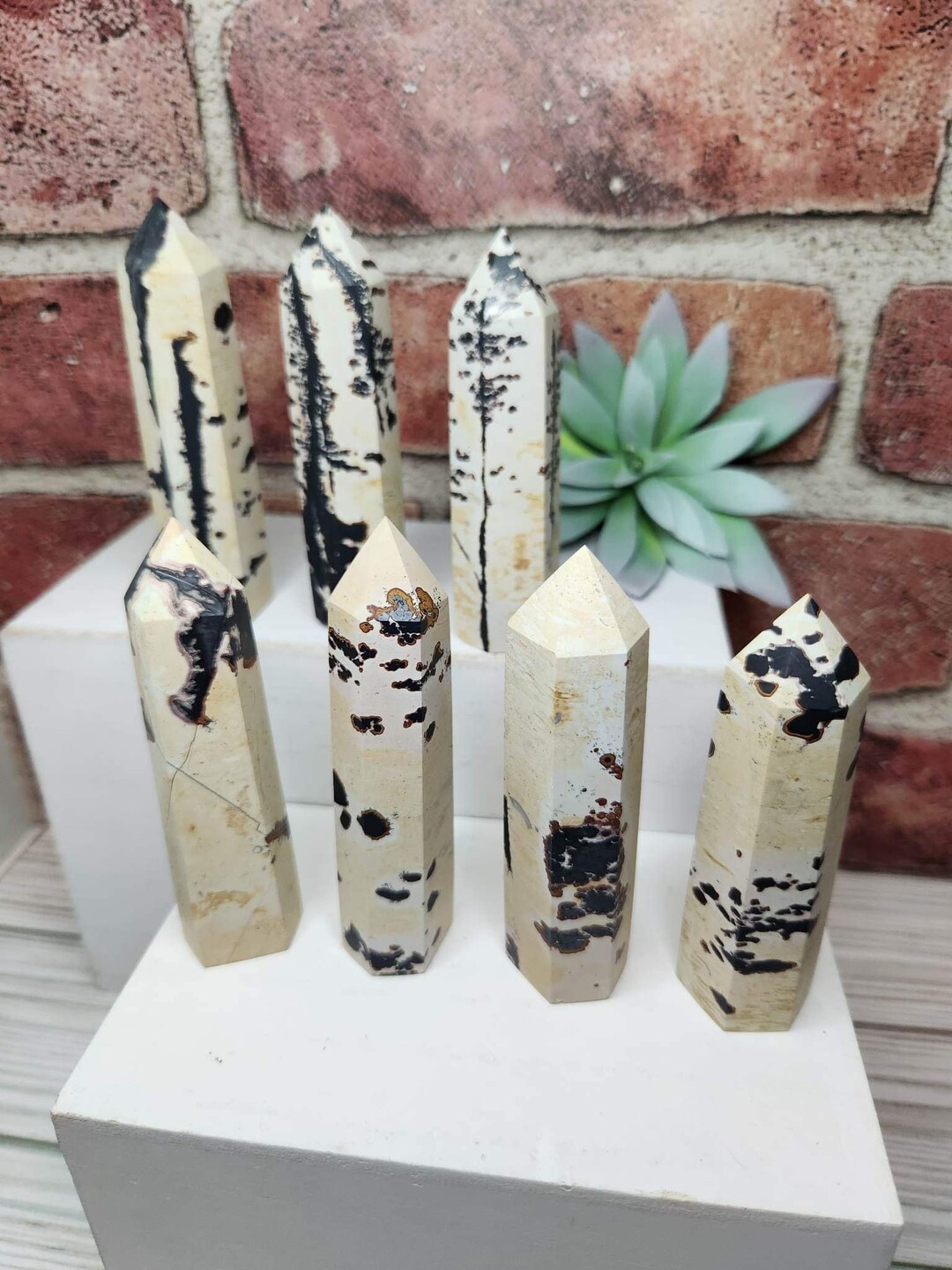 Dendritic Picture Jasper Tower Point. Crystal Carvings. - Etsy