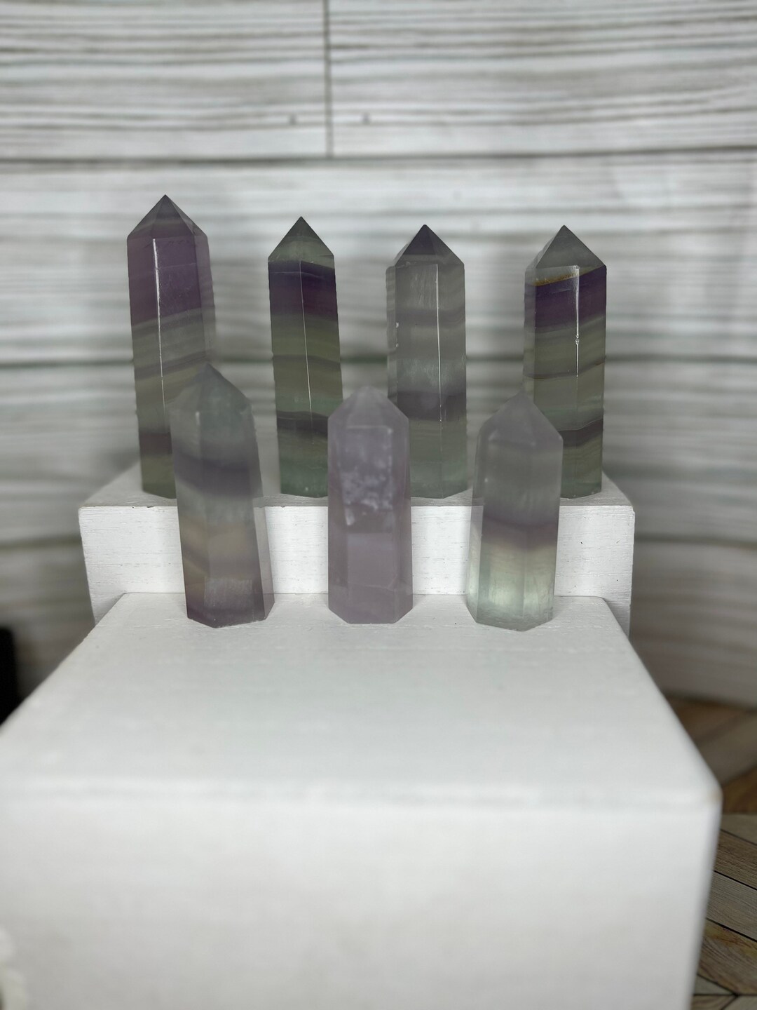 Pastel Rainbow Fluorite Tower Point. Natural Crystals. Hand Carved ...