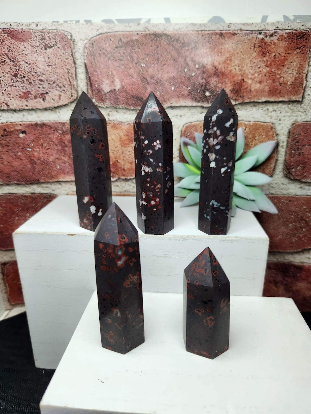 Plum Blossom Jasper Tower Point. Natural Crystals. Hand Carved Crystals ...