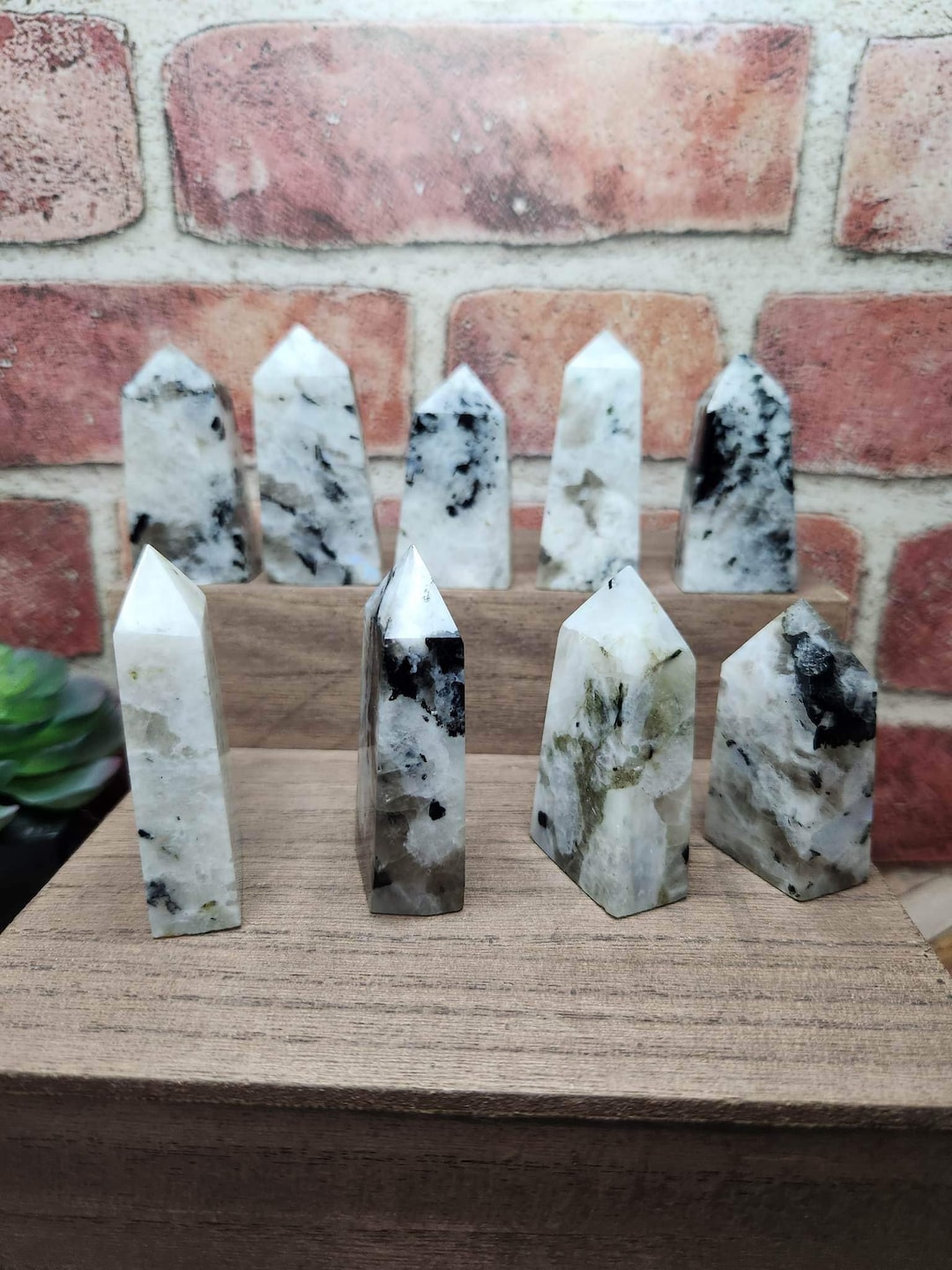 Rainbow Moonstone Four Sided Point. Natural Crystals. Hand Carved ...
