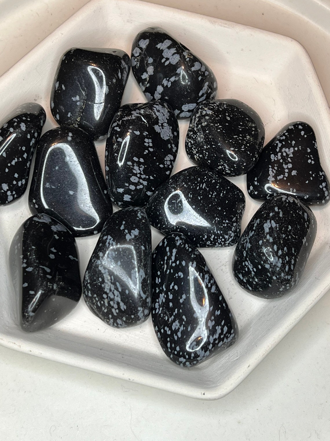 Snowflake Obsidian Tumble. 1 Tumble of Snowflake Obsidian. - Etsy