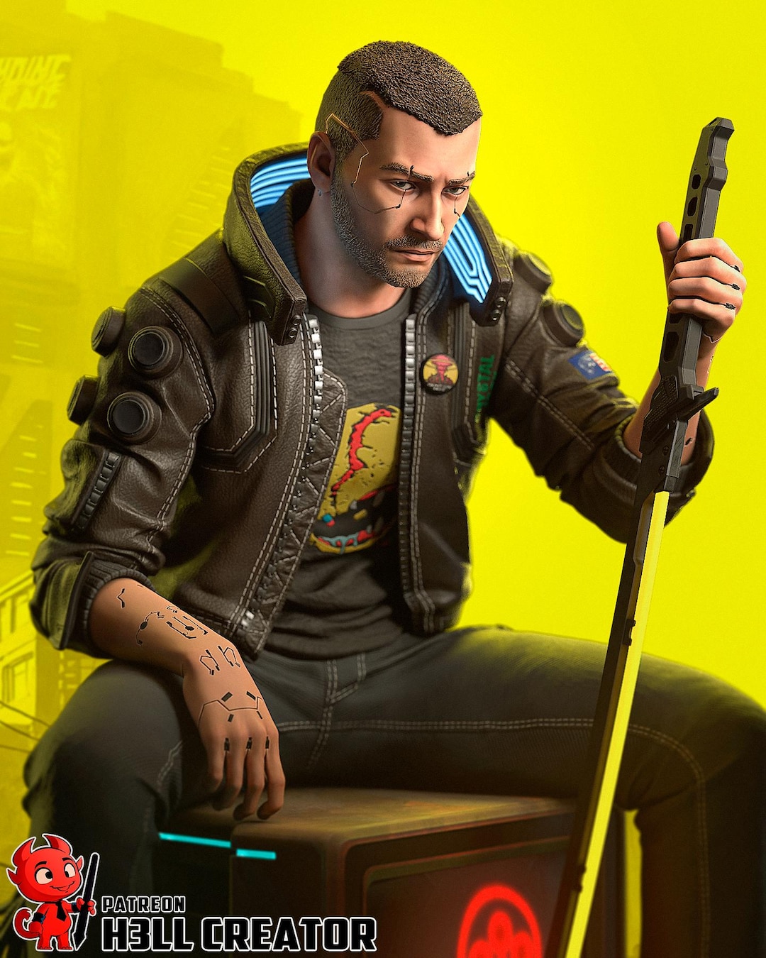 Male V Cyberpunk 2077 Model for Painting - Etsy