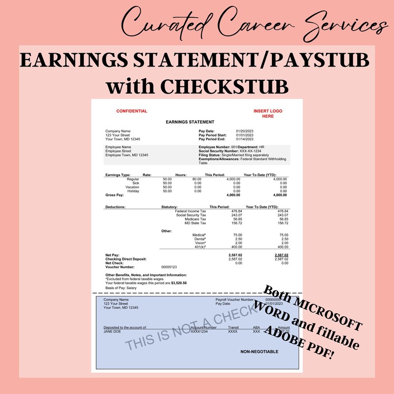 Fake paystub generator - Etsy.de