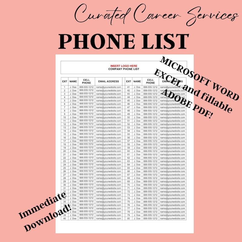 Company Directory Template - Etsy