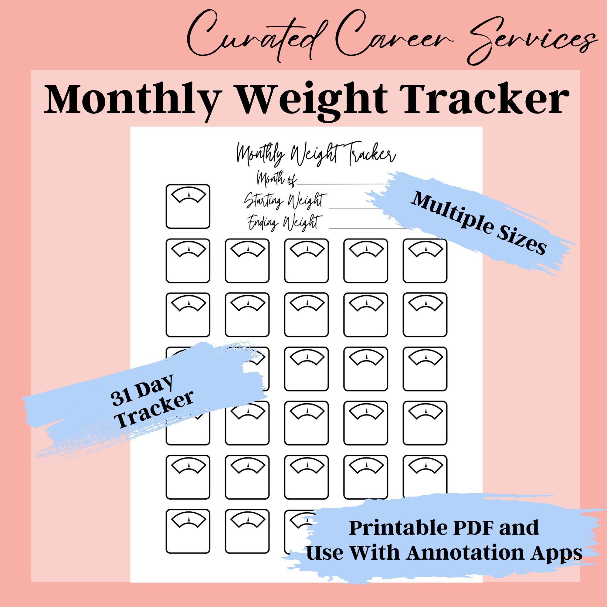 Weight Tracker | Weight Loss Tracker Printable | Daily Weight Tracker ...