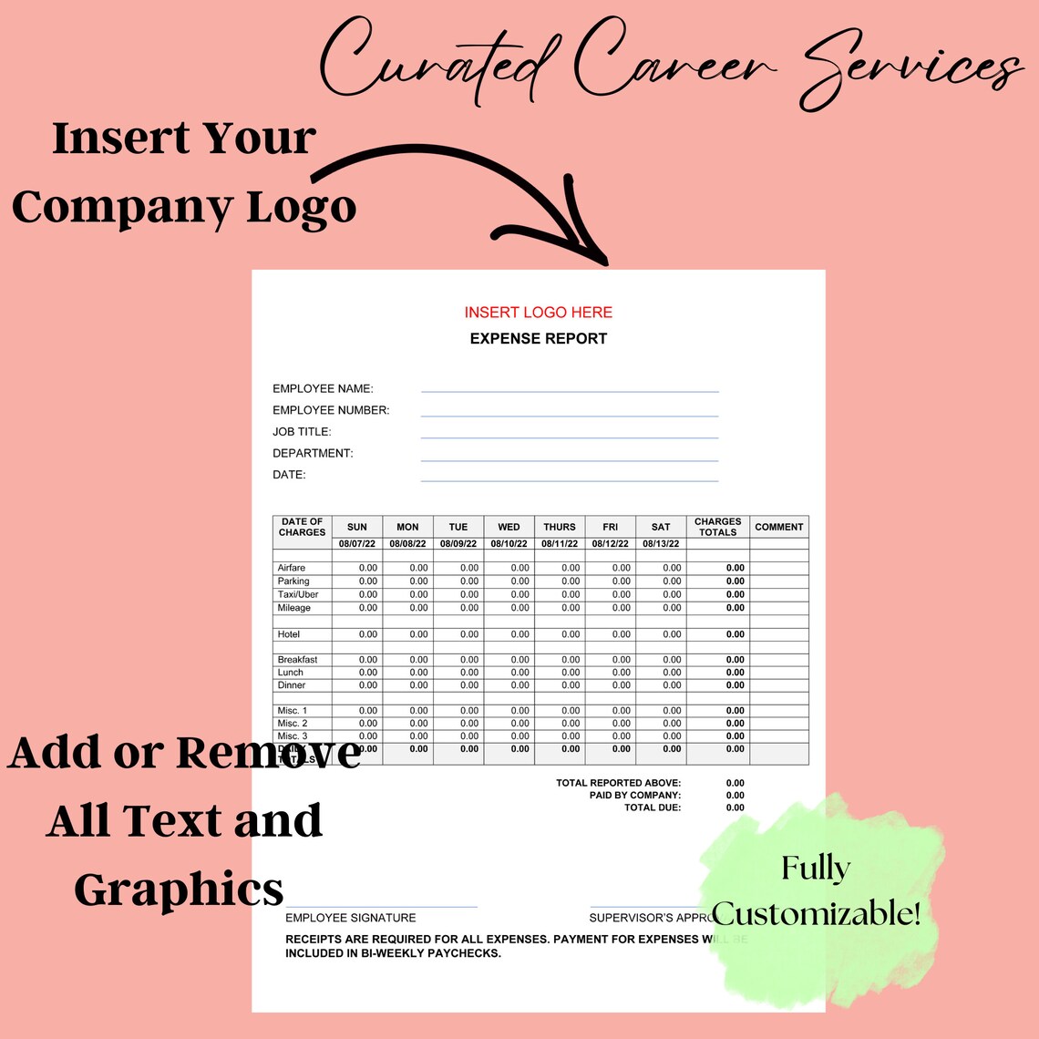 EXPENSE REPORT FORM With Formulas, Portrait, Expense Tracker, Expense ...