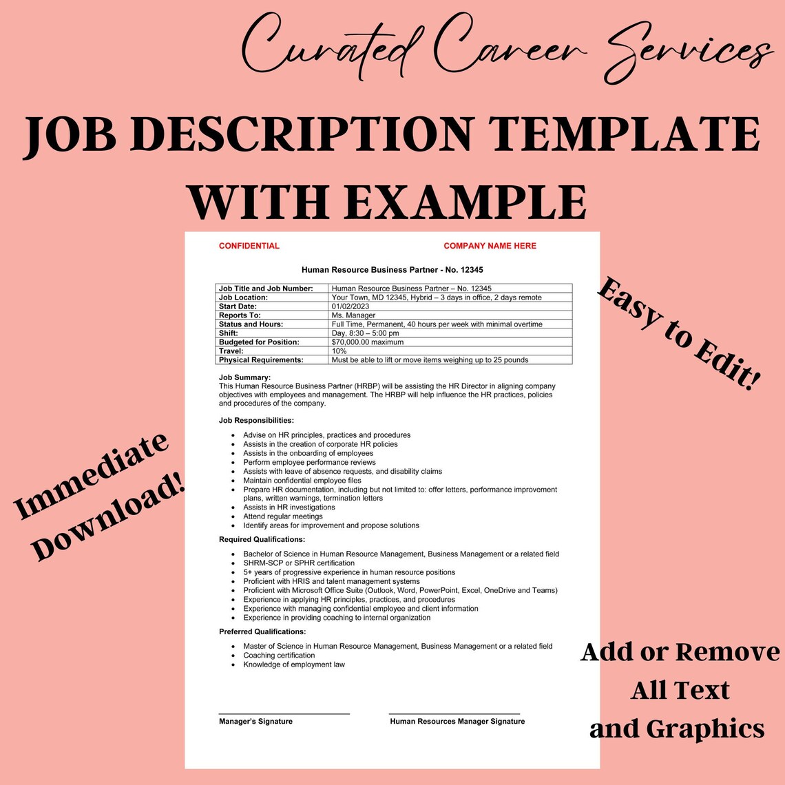 Job Description Template With Example, Job Ad Template With Example ...