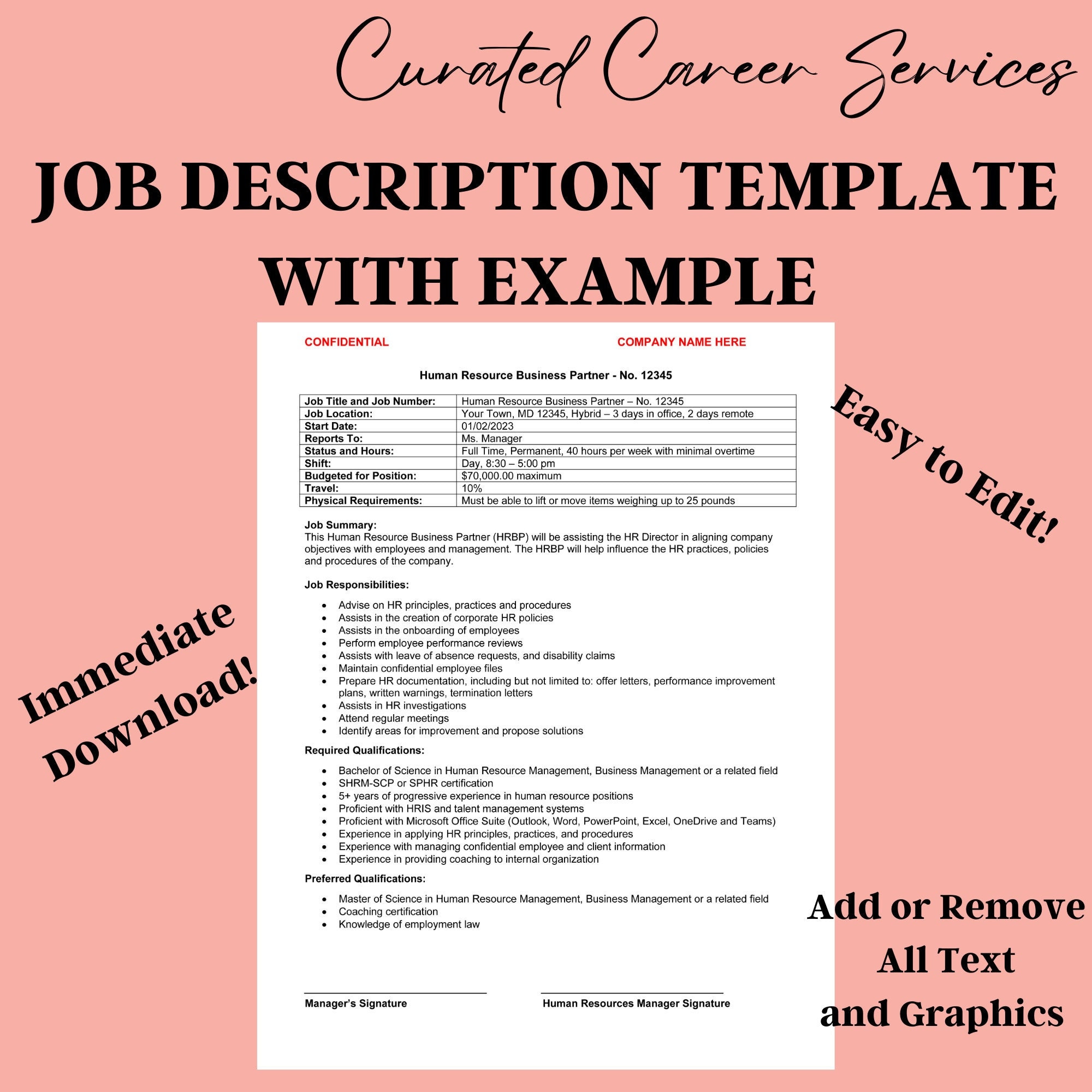 Job Description Template With Example, Job Ad Template With Example ...