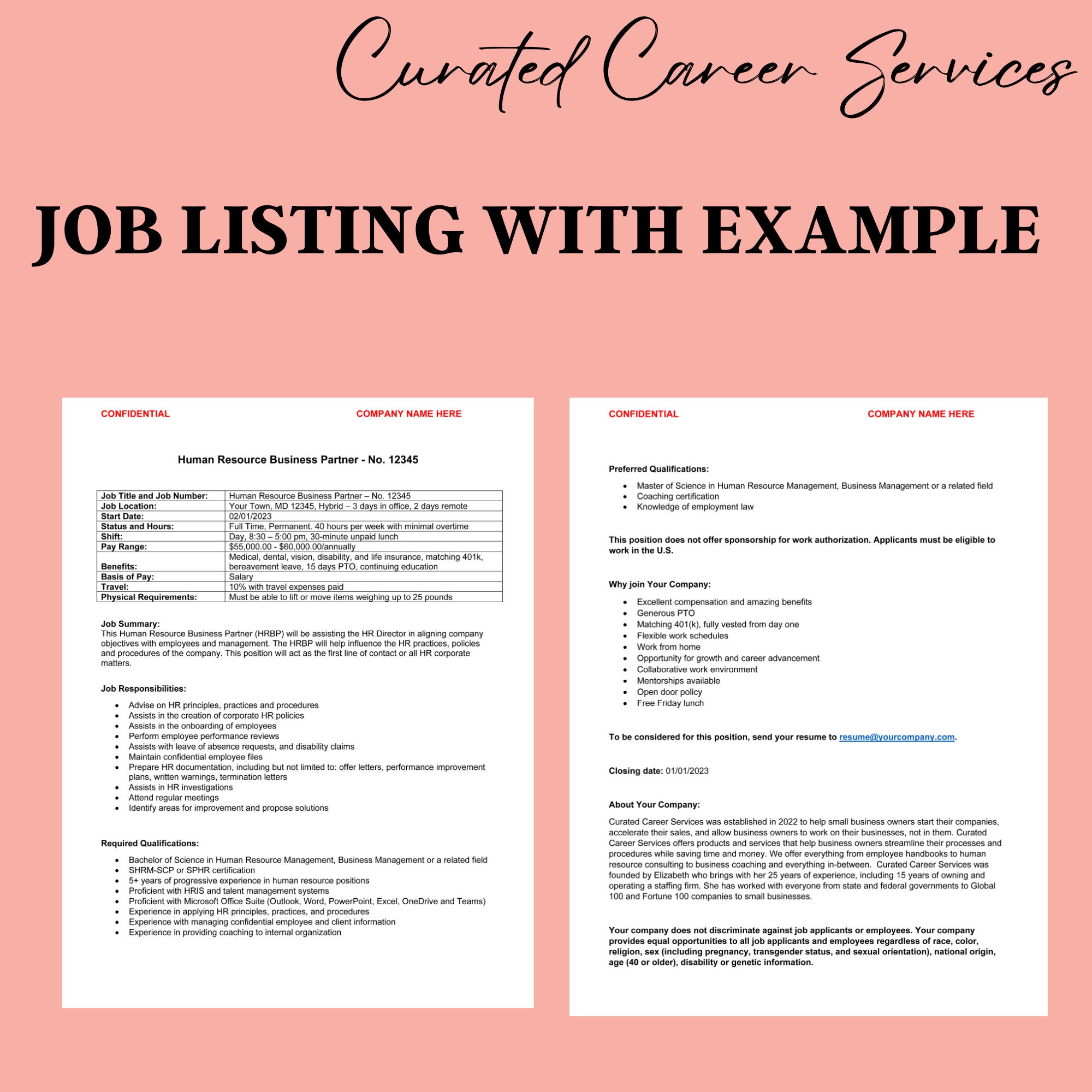 Job Posting Bundle With Example Job Description Job Posting With ...