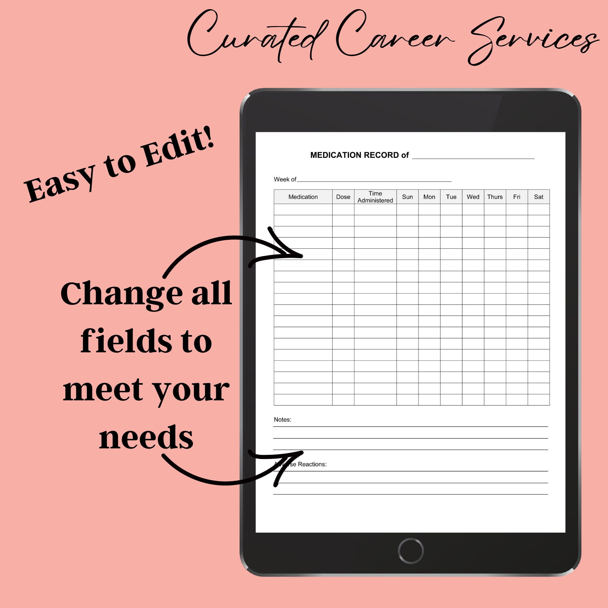 Medication Record, Prescription Log, Medication Tracker, Pill Tracker ...